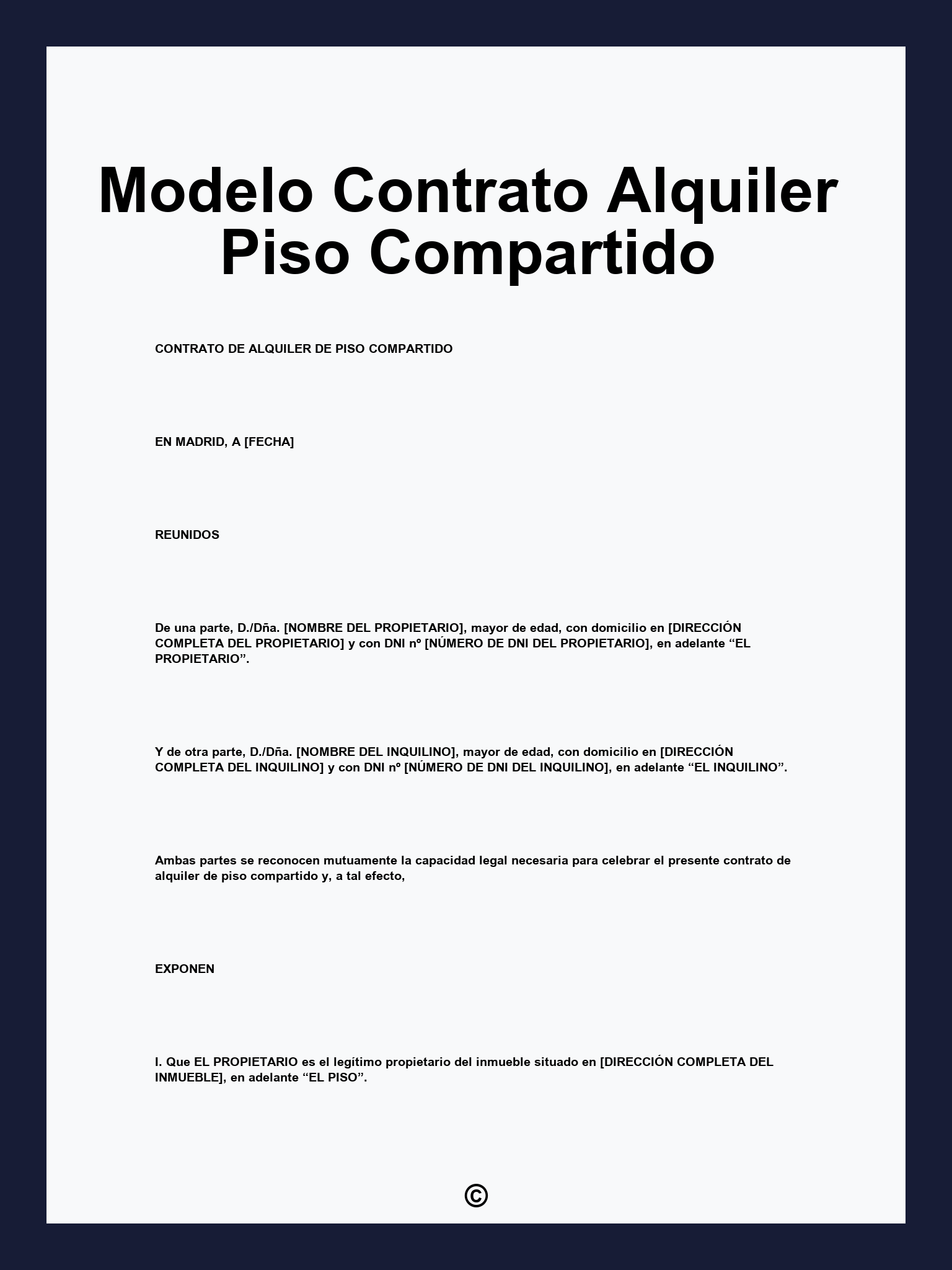 Modelo Contrato Alquiler Piso Compartido