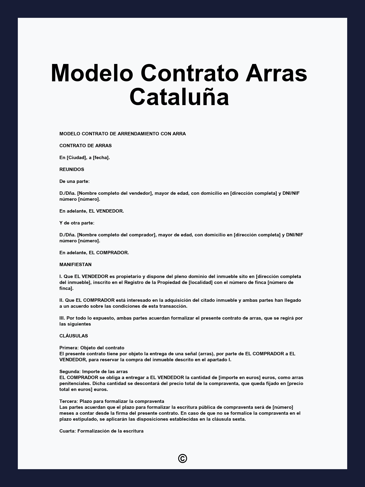 Modelo Contrato Arras Cataluña
