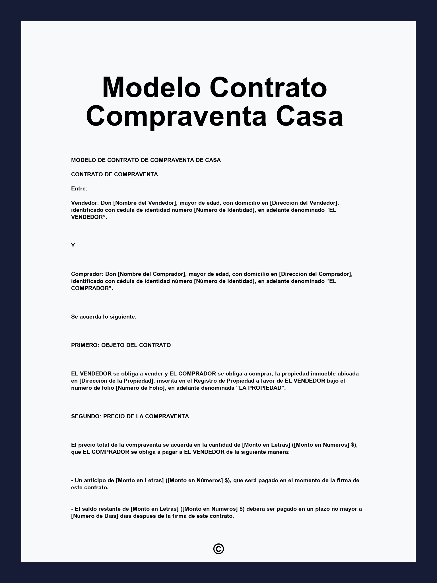 Modelo Contrato Compraventa Casa