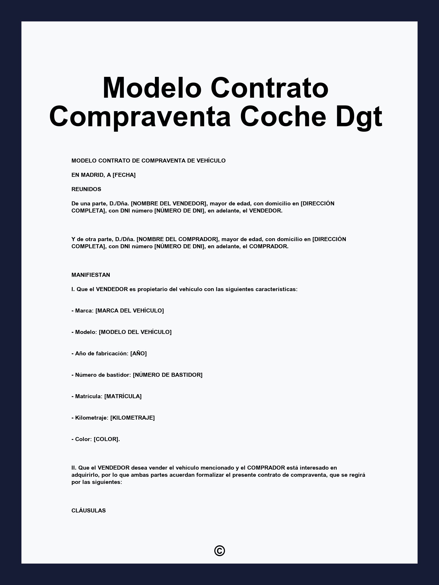 Modelo Contrato Compraventa Coche Dgt
