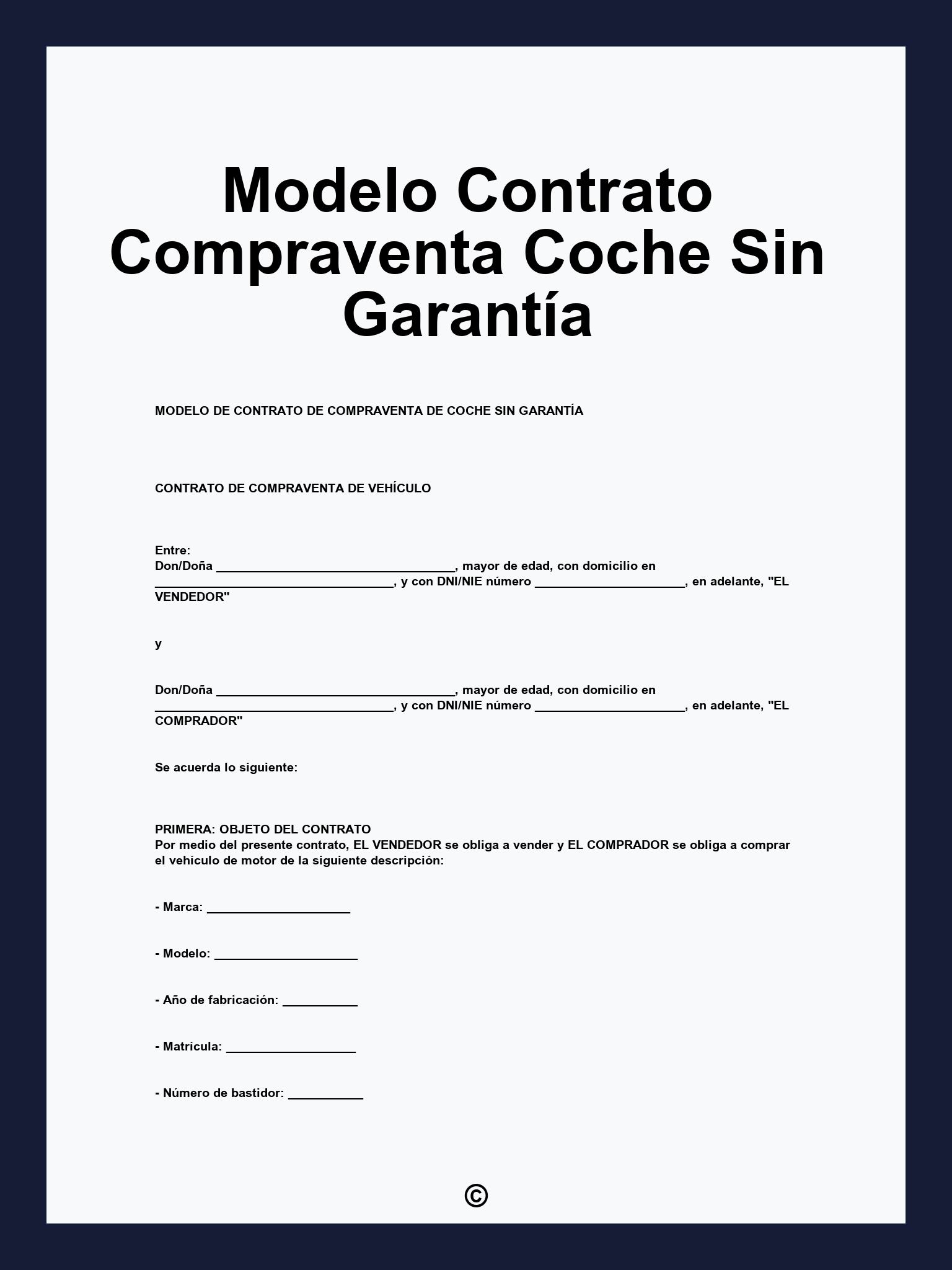 Modelos De Formularios De Contrato De Venta Plantilla De Formulario De