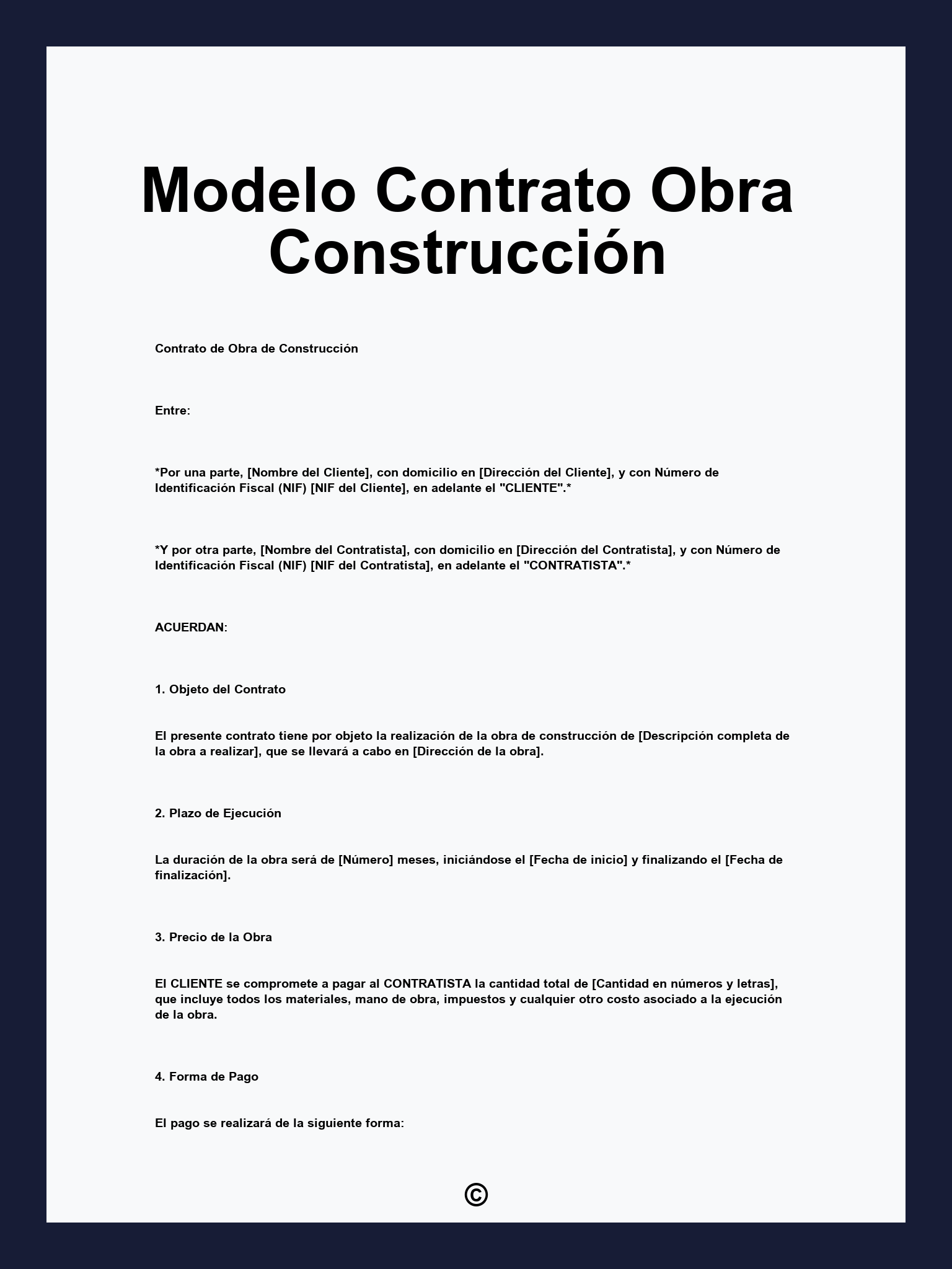 Modelo Contrato Obra Construcción