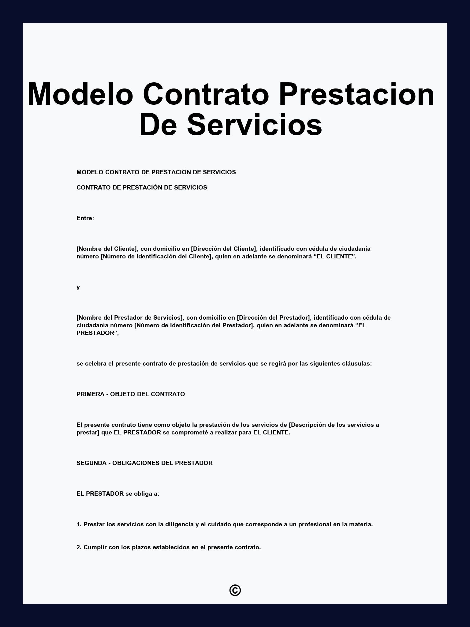 Modelo Contrato Prestacion De Servicios