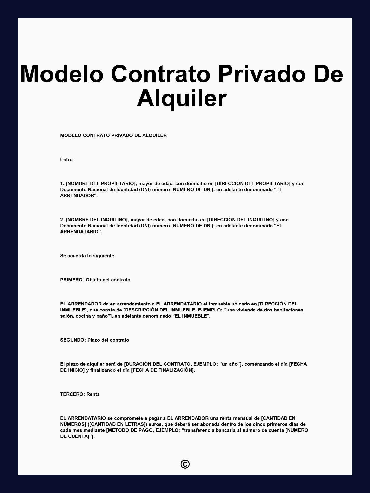 Modelo Contrato Privado De Alquiler